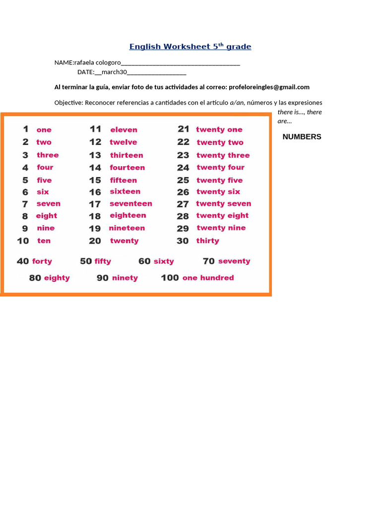 5th Grade English Worksheet March 30th | PDF