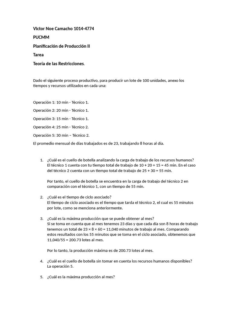 Tarea Teoria Restricciones | PDF
