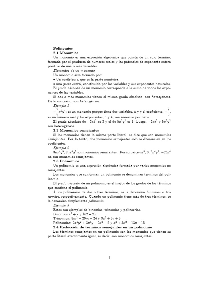 Polinomios | PDF | Polinomio | Matemática Elemental
