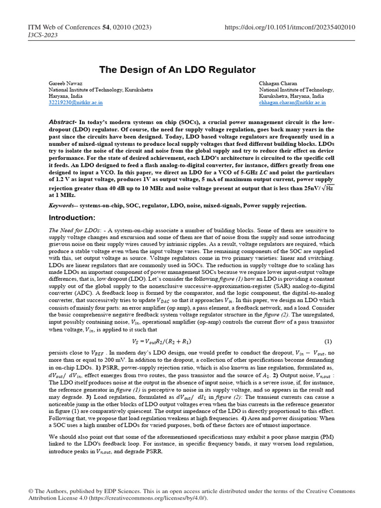 LDO Regulator Design for 5-GHz VCO | PDF | Operational Amplifier ...
