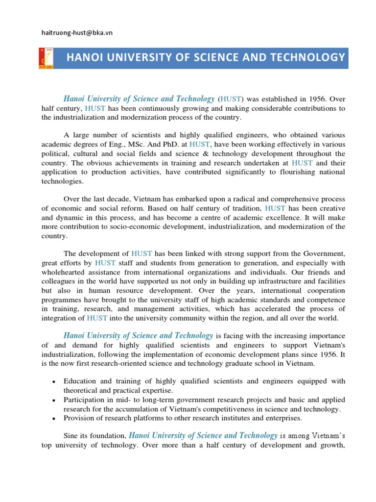 Hust Pdf Science Technology Engineering And Mathematics Science