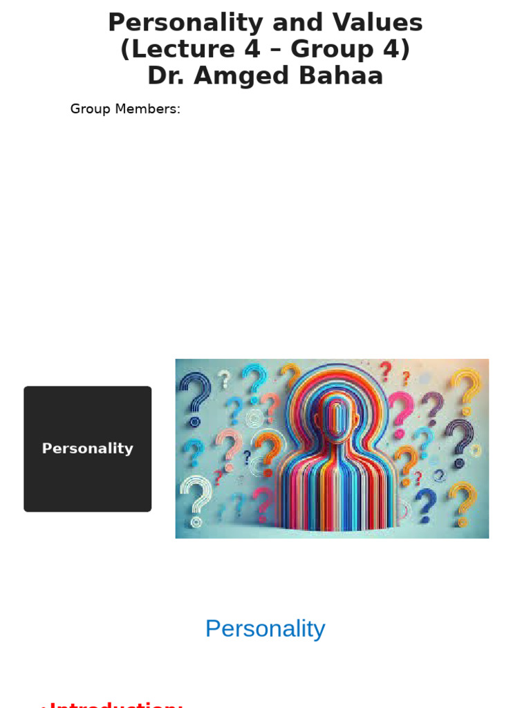 Understanding Personality and Values | PDF | Human Development | Social ...