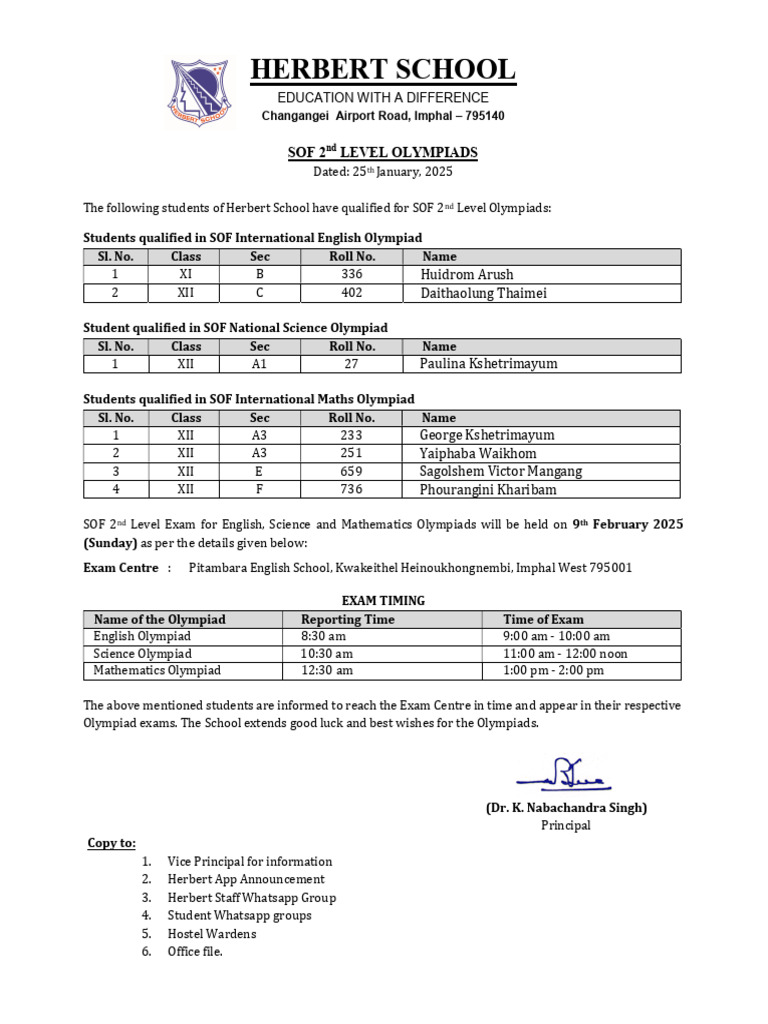 SOF 2nd LEVEL OLYMPIADS Notice | PDF | Science