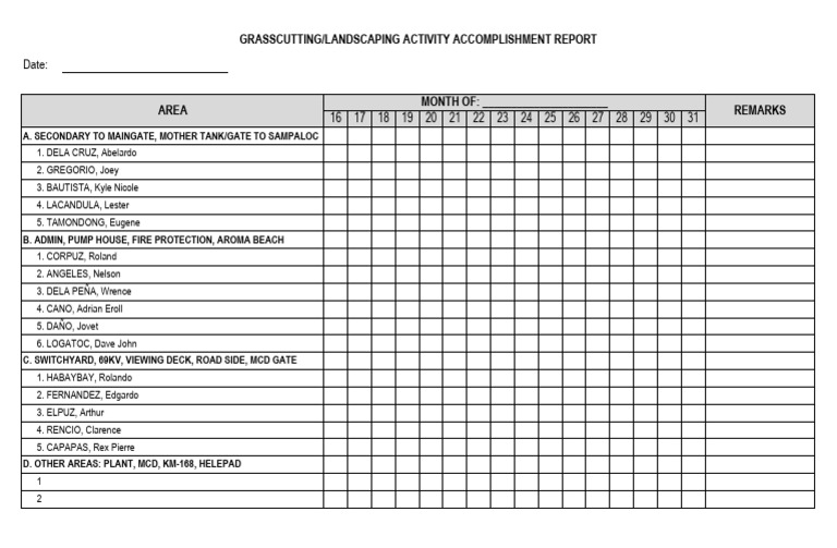 Work Schedule_Accomplishment Form | PDF