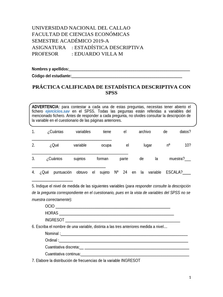 Práctica de Estadística con SPSS | PDF | Spss | Estadísticas