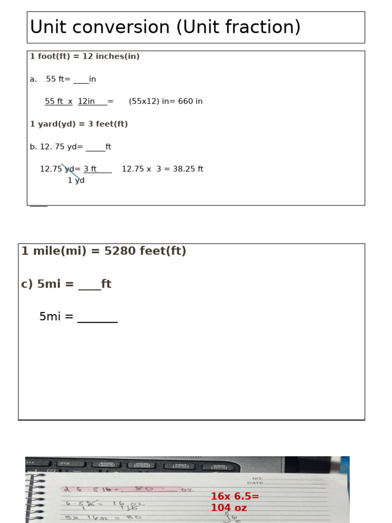 Unit Conversion (Unit Fraction) | PDF