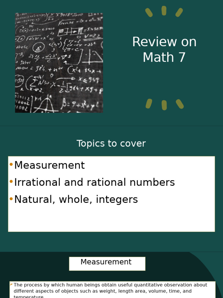 Review on Math 7 | PDF | Measurement | Length