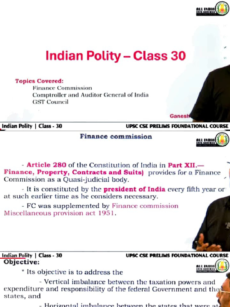 30) Finance Commission, Cag & GST | PDF | Government | Governance