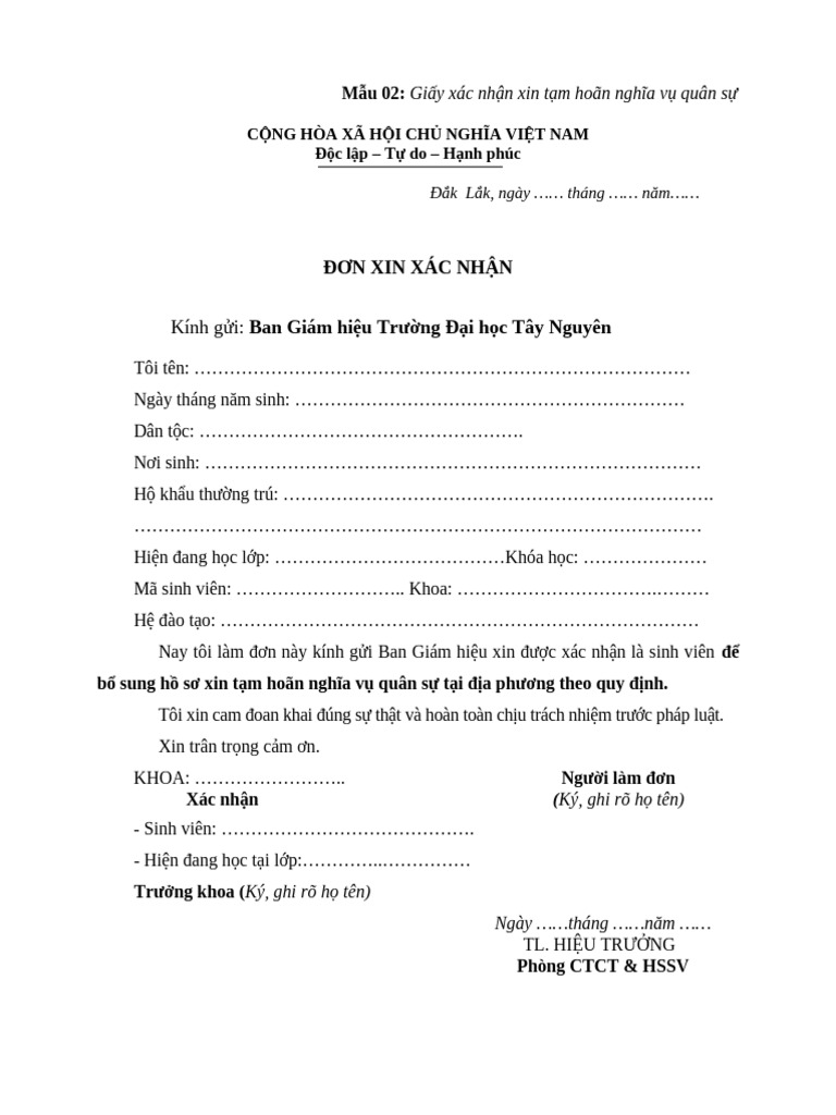 Giay xac nhan tam hoan nghia vu quan su | PDF