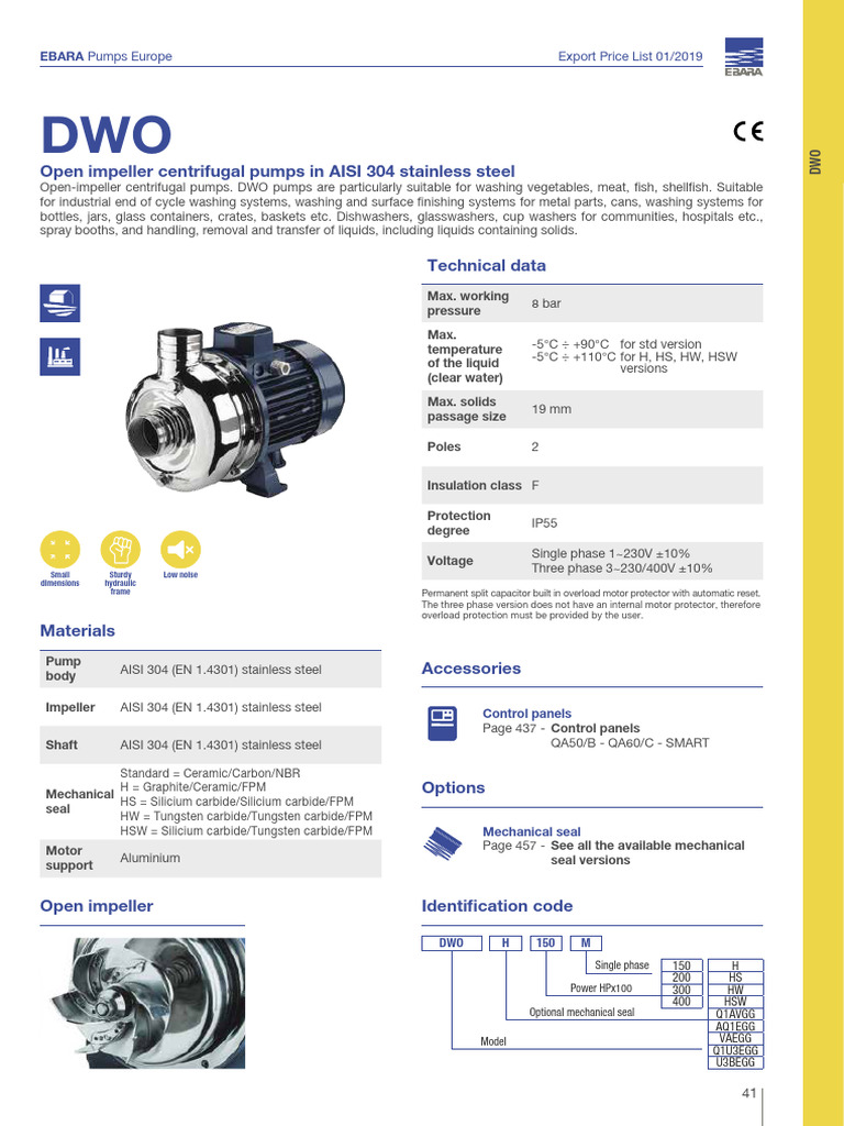 Data Sheet DWO 400 | PDF | Pump | Mechanical Engineering