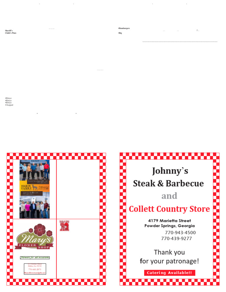 Collett Country Store Menu | PDF | Hamburgers | French Fries