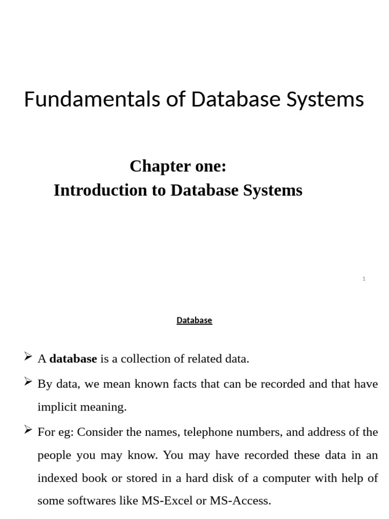 Chapter 1 - Introduction To DBMS | PDF | Databases | Database Transaction