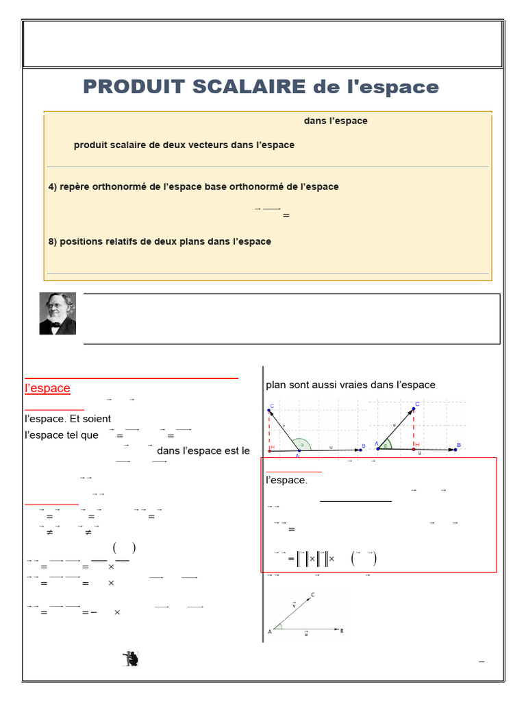 Cours sur le Produit Scalaire en Espace | PDF | Coordonnées ...
