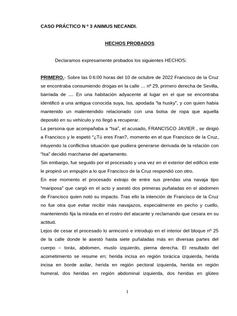 Caso Prã¡ctico 3 Homicidio | PDF | Medicina CLINICA | Especialidades ...