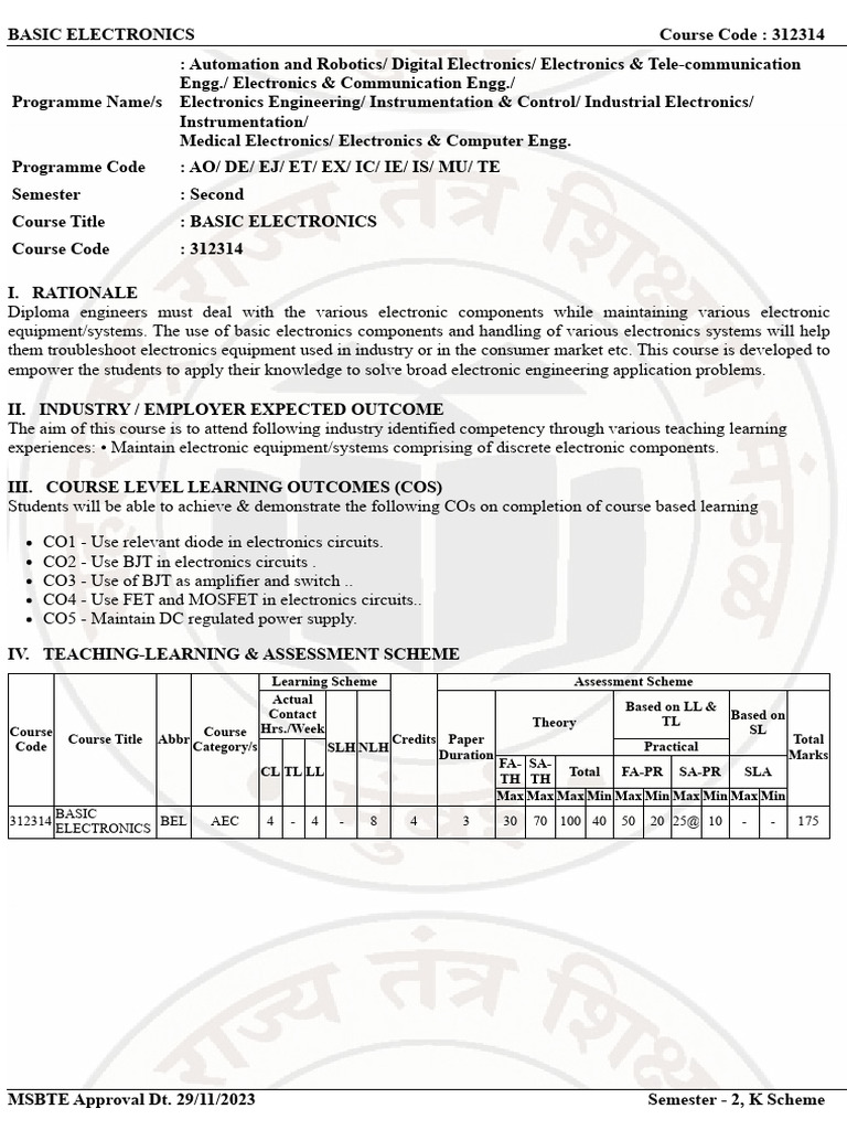 312314-Basic Electronics | PDF | Rectifier | Bipolar Junction Transistor