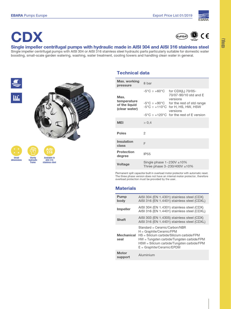 Data Sheet CDX 120 07 | PDF | Pump | Continuum Mechanics
