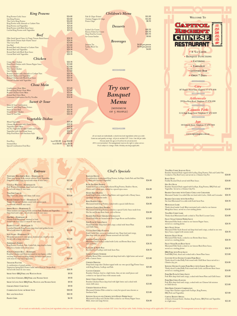 King Prawns and Asian Cuisine Menu | PDF | Thai Cuisine | Chinese Cuisine