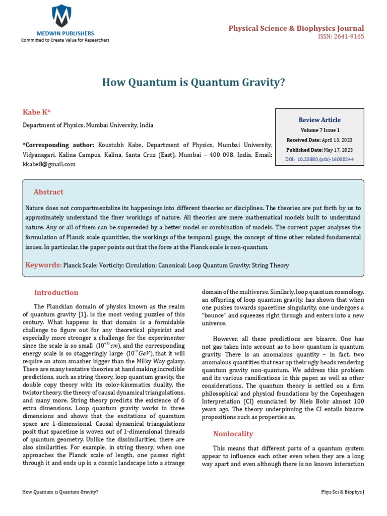 How Quantum Is Quantum Gravity | PDF | General Relativity | Quantum Gravity