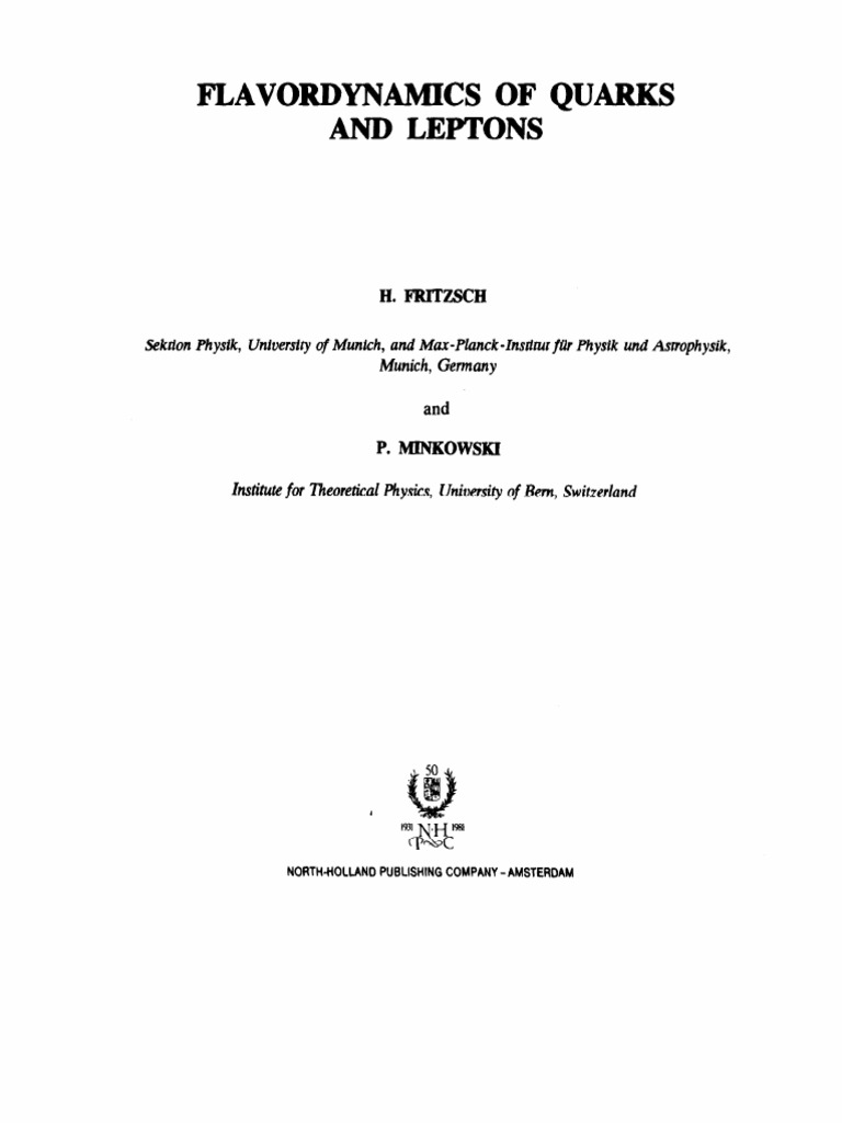 Flavordynamics of Quarks and Leptons | PDF | Fundamental Interaction | Gauge Theory