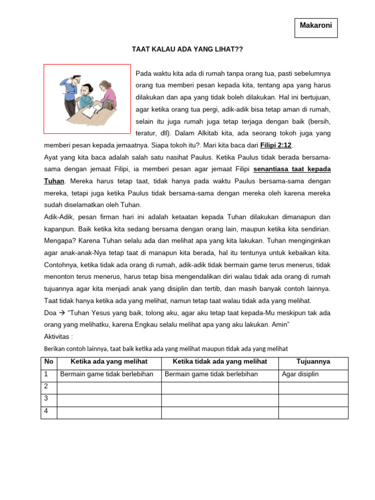 Makaroni Dan Berkat Filipi 2 Ayat 12 | PDF