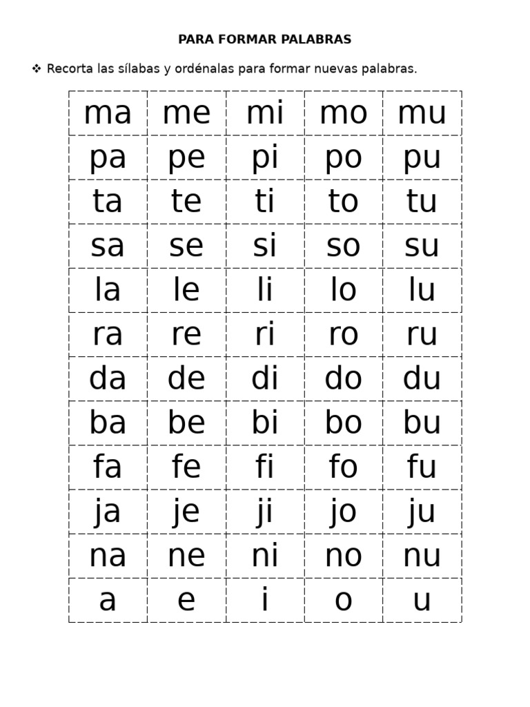 Ejercicios para Formar Palabras | PDF