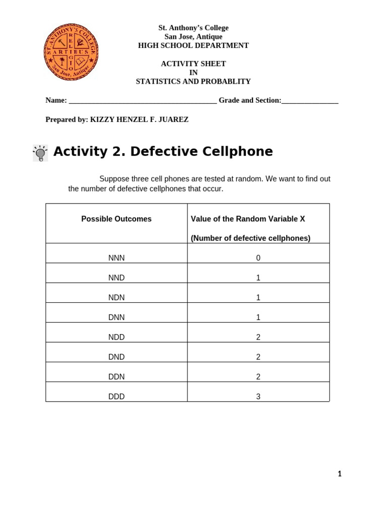 Statistics Activity on Defective Cellphones | PDF