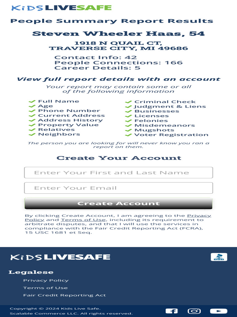 Kids Live Safe Account Creation | PDF