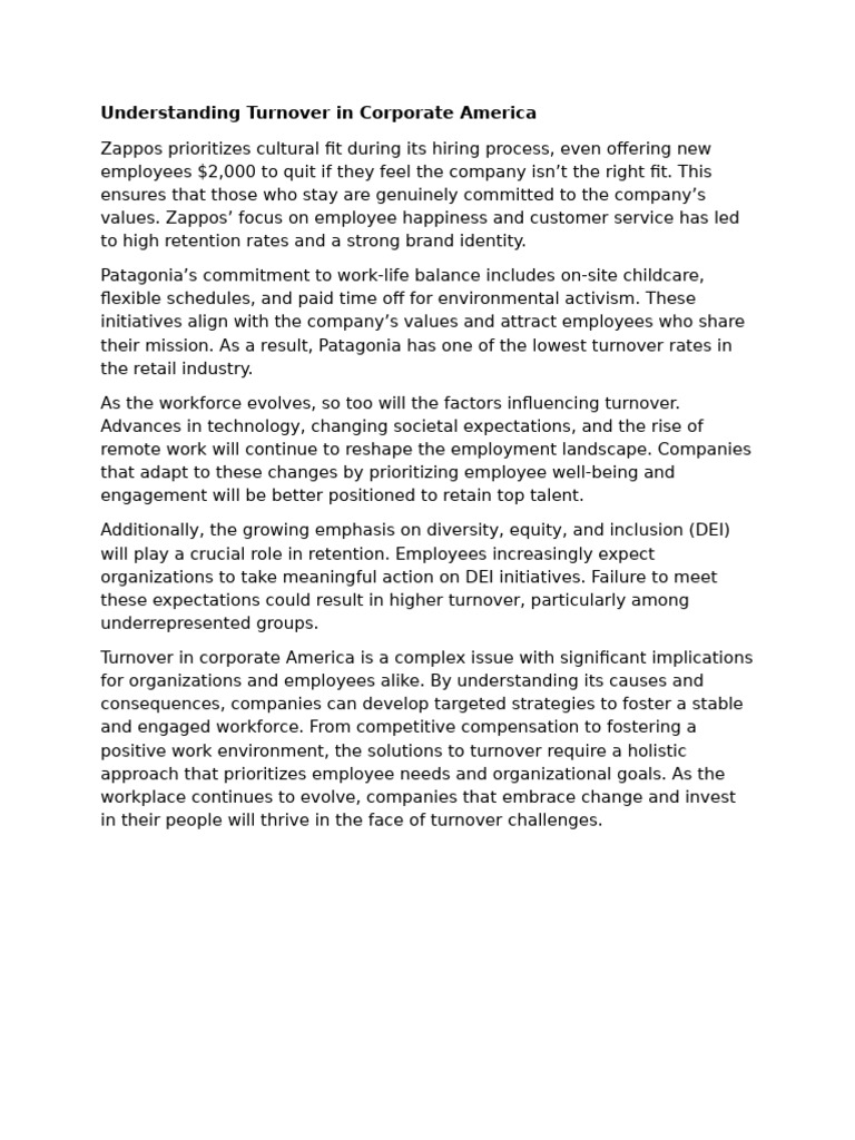 Understanding Turnover in Corporate America part 4 | PDF