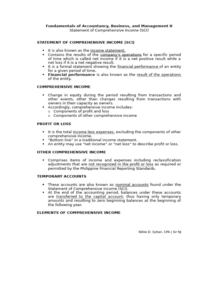 FABM2 Module 2.a Statement of Comprehensive Income | PDF | Expense | Income Statement