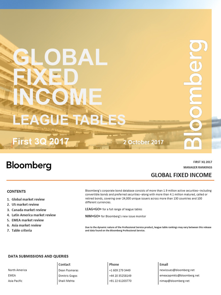 Bloombergs Global Fixed Income 3Q League Tables 2017 | PDF | Bonds ...