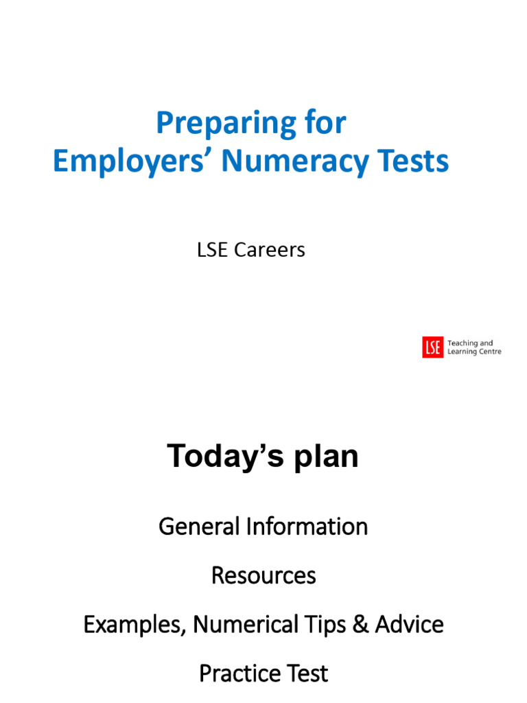 Slides Preparing For Employers Numeracy Tests 2017 18 | PDF ...