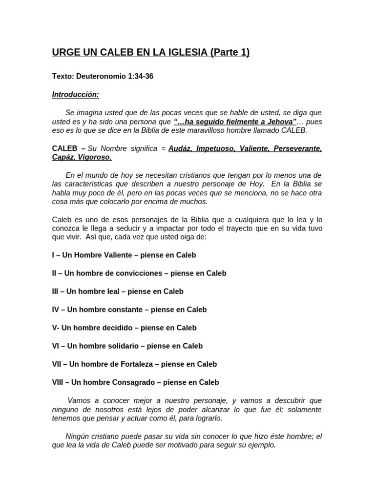 Vida de Caleb | PDF | Libro de números | Moisés