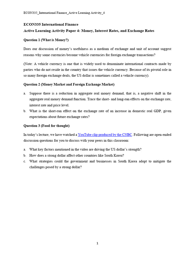 ECON335 - Active Learning Activity - Day 4 | PDF