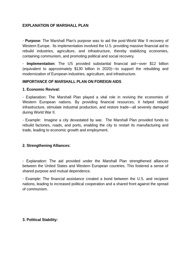 Marshall Plan Explanation | PDF | Marshall Plan | Infrastructure