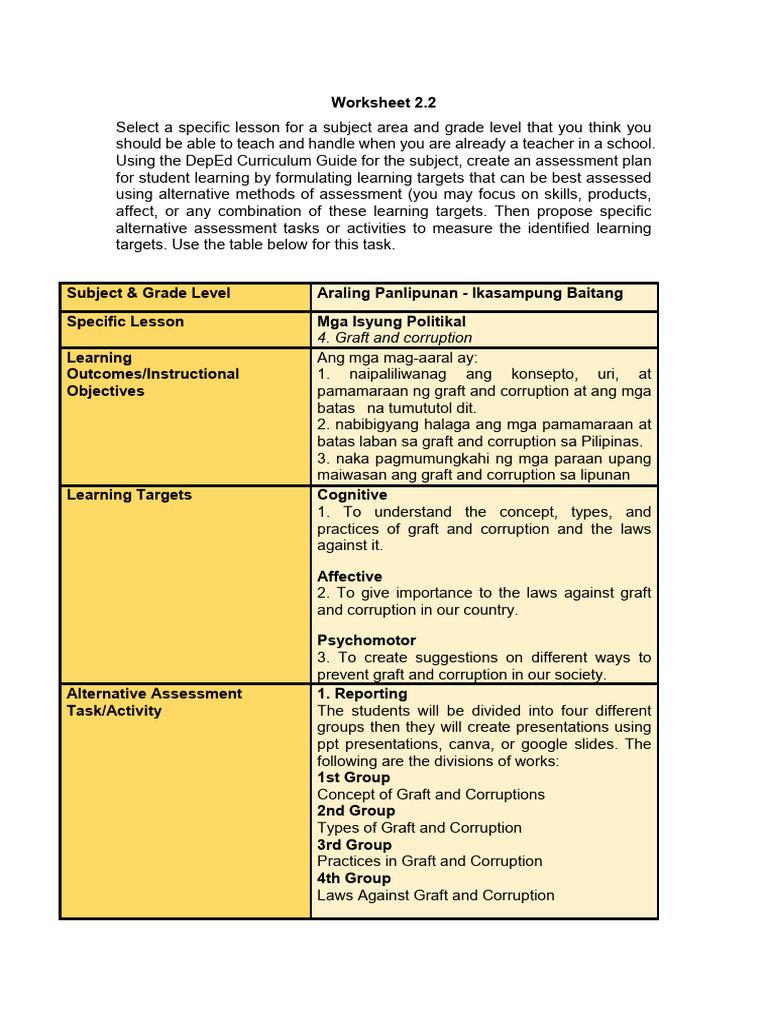 ED10_Worksheet-2 | PDF | Educational Assessment | Learning