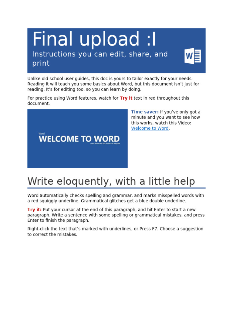 Word Document Editing Guide | PDF | Microsoft Word | Text