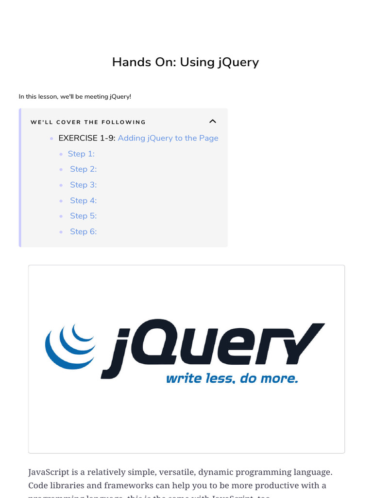 21handsonusingjquery Pdf J Query Java Script