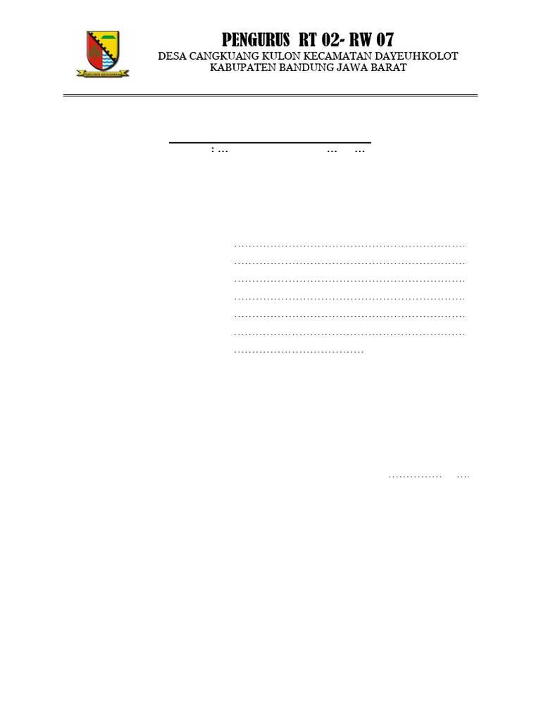 BLANGKO KORONG SURAT RT 02 | PDF