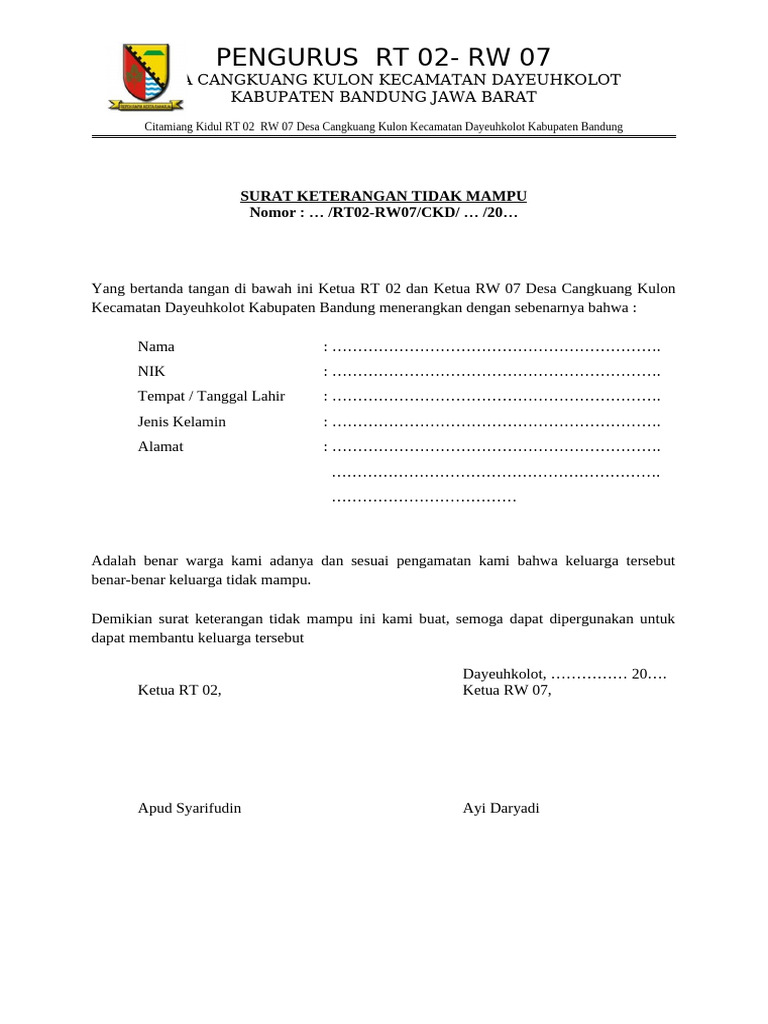 Blangko Korong Surat | PDF