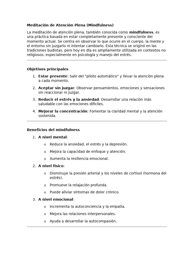 Guía Completa de Meditación Mindfulness | PDF | Atención plena | Las ...