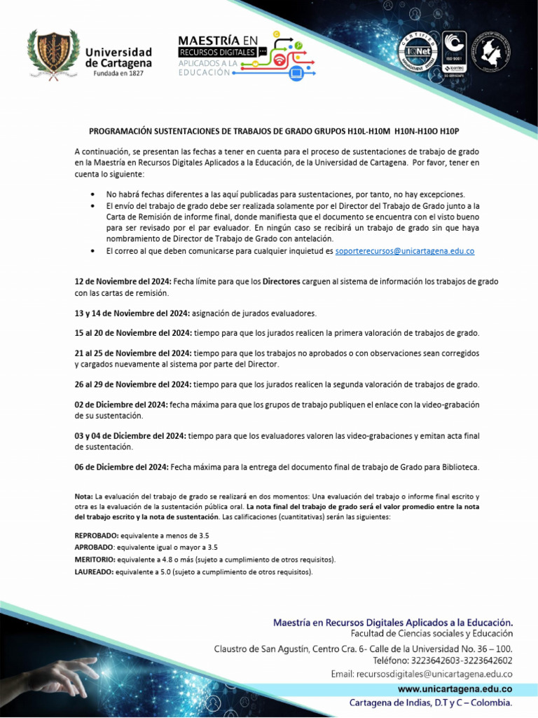Programación 34 Sustentaciones H10L-H10M H10N-H10O H10P | PDF