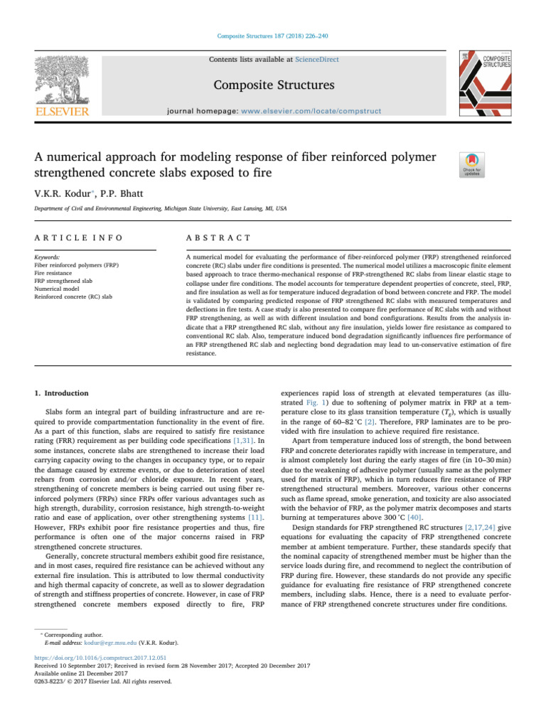 A Numerical Approach For Modeling Response of Fiber Reinforced Polymer ...