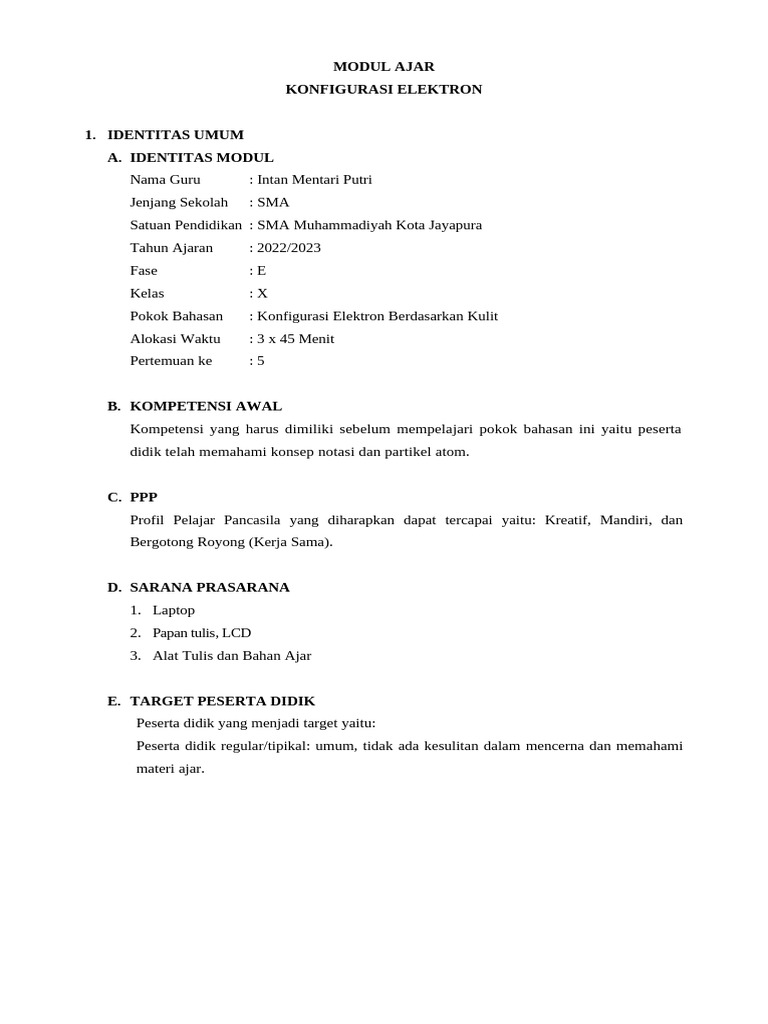 Konfigurasi Elektron Kulit Atom | PDF