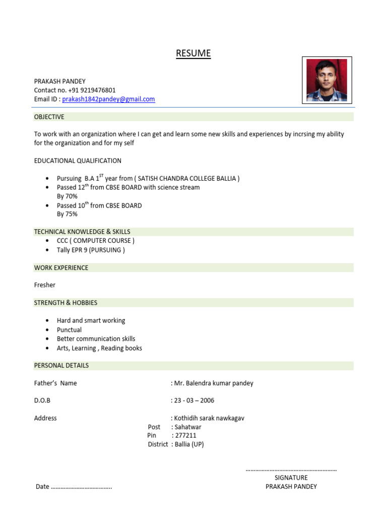 RESUME OF PRAKASH PANDEY | PDF