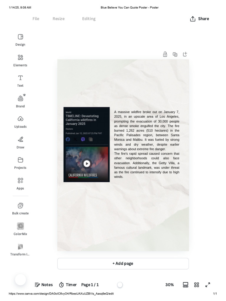 Blue Believe You Can Quote Poster - Poster | PDF