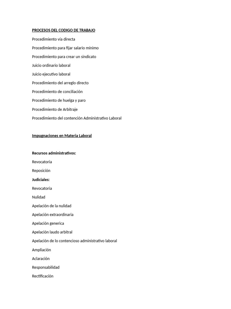 Procesos y Recursos del Código Laboral | PDF