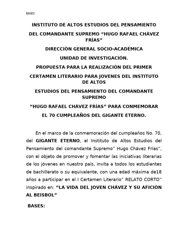 Relato Corto para Jovenes...... Primer Concurso Literario | PDF