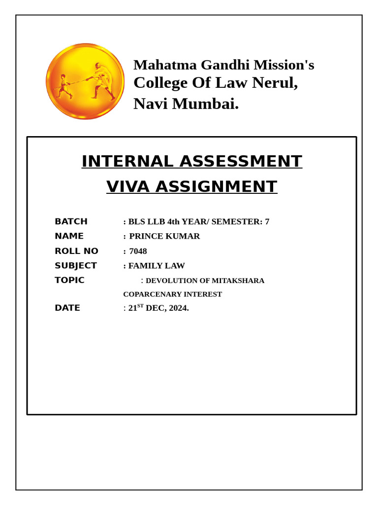 The Devolution of Interest in A Mitakshara Coparcenary Under The Hindu ...