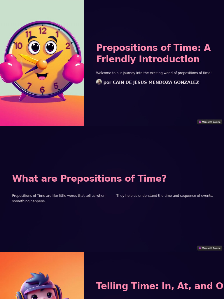 Prepositions of Time A Friendly Introduction | PDF | Observances | Holidays