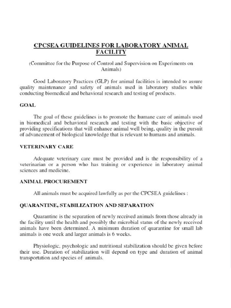 CPCSEA Guidelines | PDF